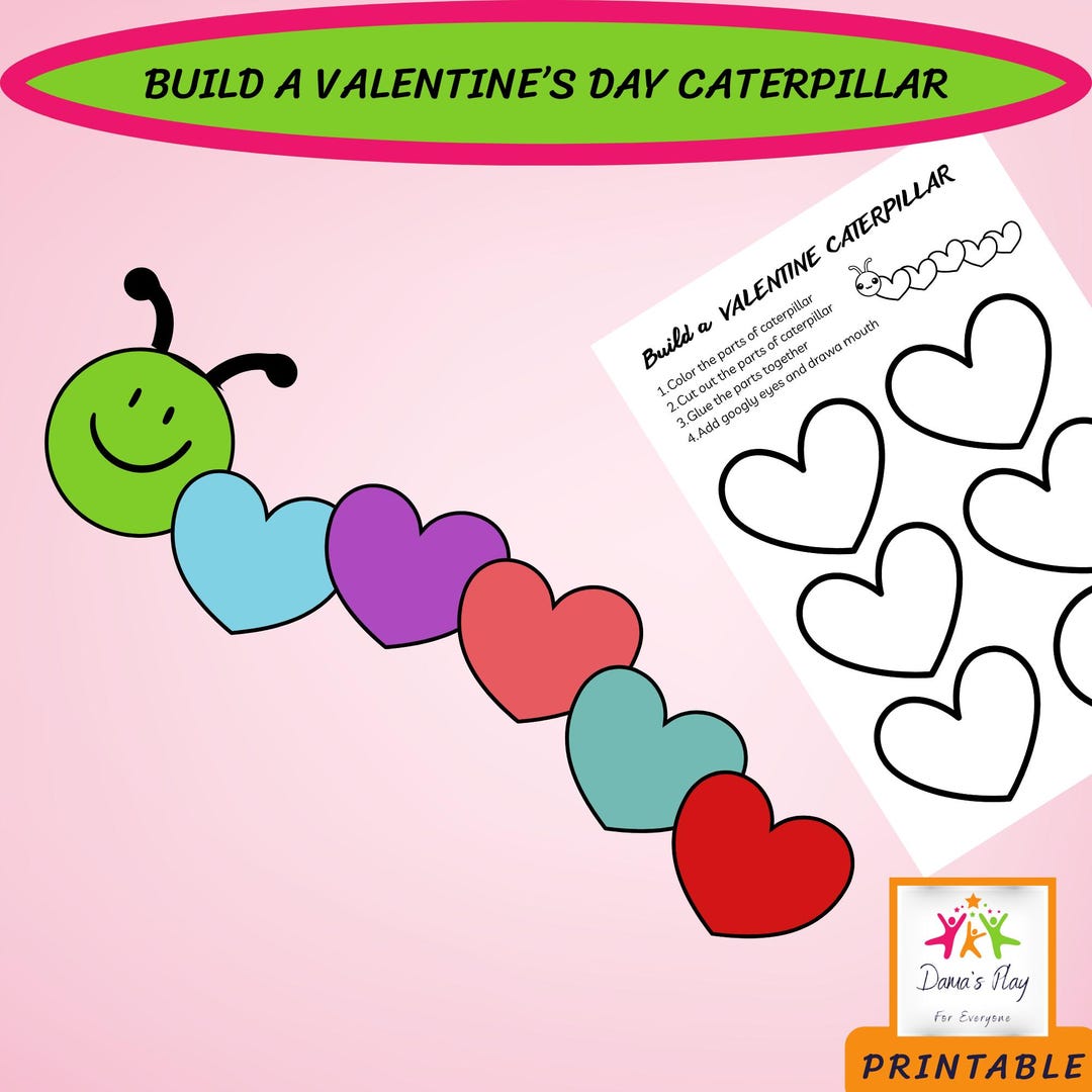 Build A Valentine's Day Caterpillar: Printable Activity for Kids PDF ...
