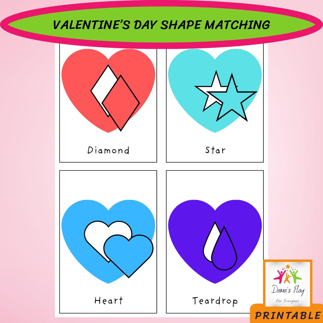 Valentine's Day Shape Matching: Printable Fun Activity for Kids PDF ...
