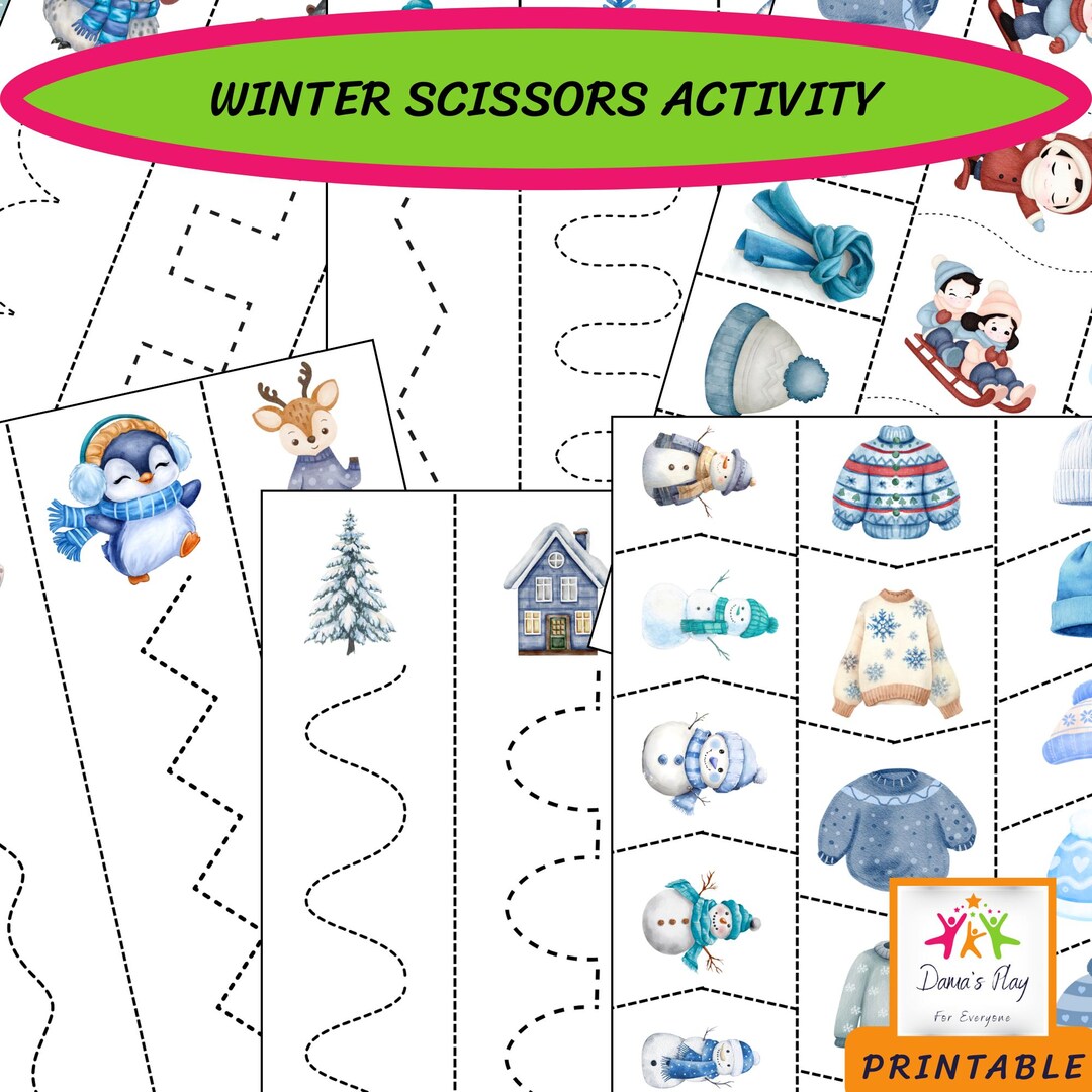Winter Scissors Activity: Printable Paper Activity Craft PDF & PNG ...