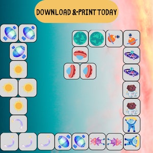 Outer Space Dominoes Printable Games for Kids Family Friends Holiday ...