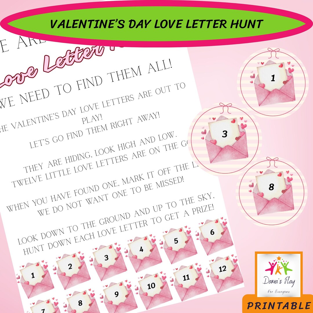 Valentine's Day Love Letters Hunt: Printable Engaging Activities for ...