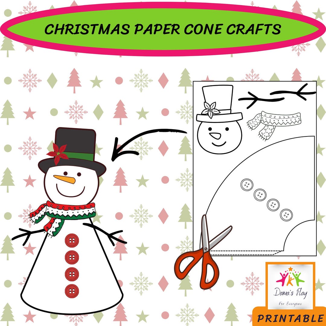 Printable Christmas Paper Cone Crafts Digital Download PDF & PNG Files ...
