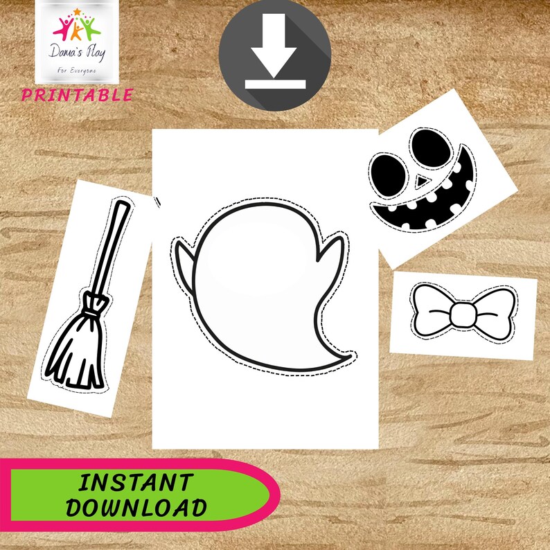 Printable Halloween Cut & Paste Craft - Build a Ghost Activity PDF PNG ...