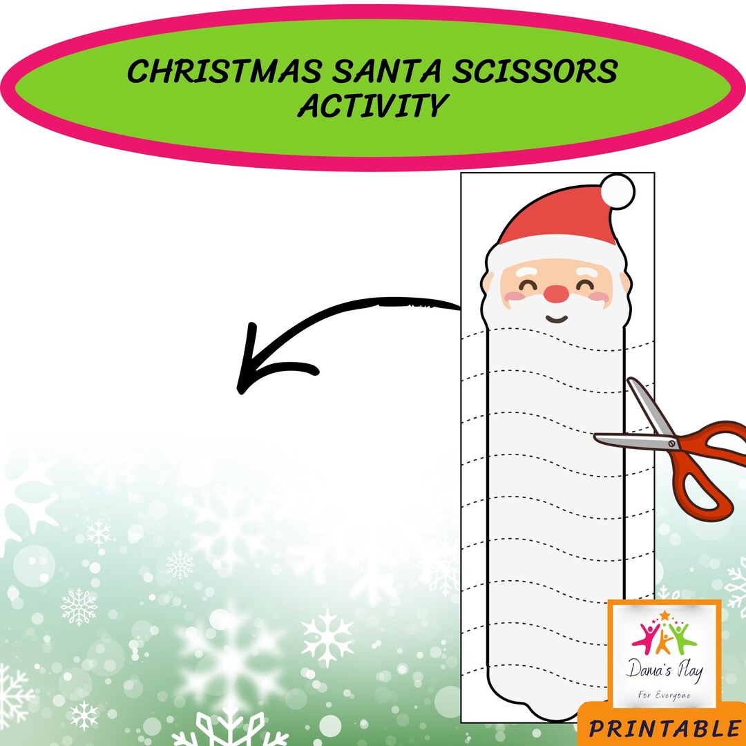 Printable Santa Claus Scissors Christmas Craft Digital Download PDF ...
