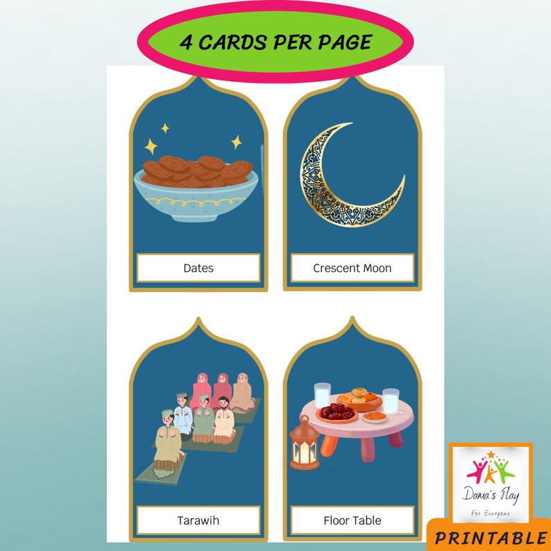 Ramadan Vocabulary Matching Cards: Printable Engaging Activity for Kids ...