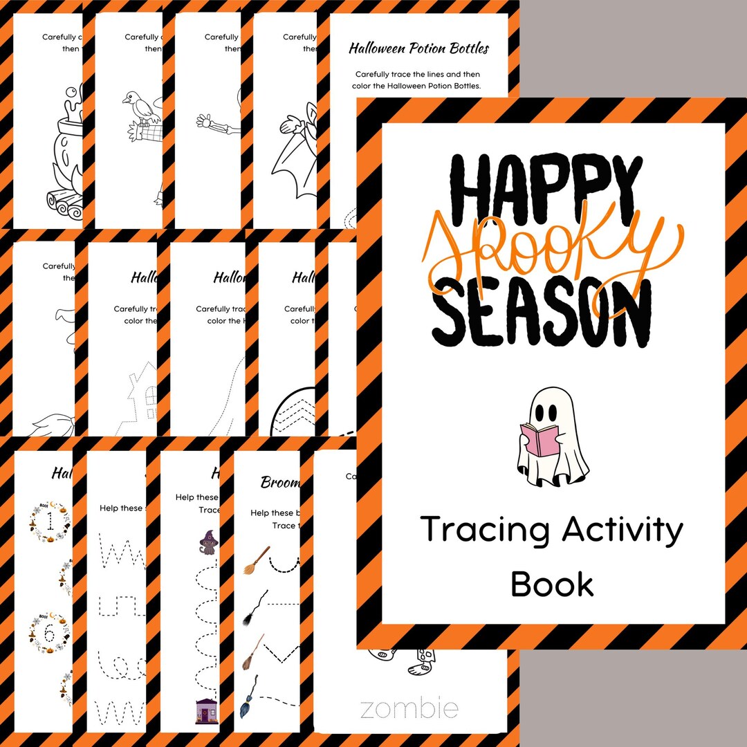 Halloween Tracing Coloring Book Games Printable Fun Indoor Activities ...