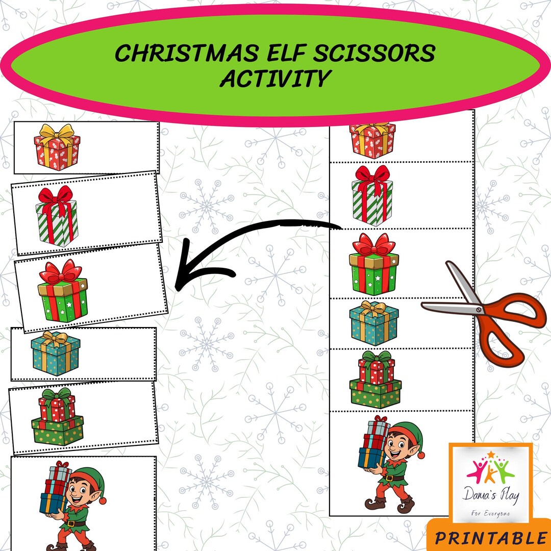 Printable Christmas Elves Scissors Craft Digital Download PDF & PNG ...