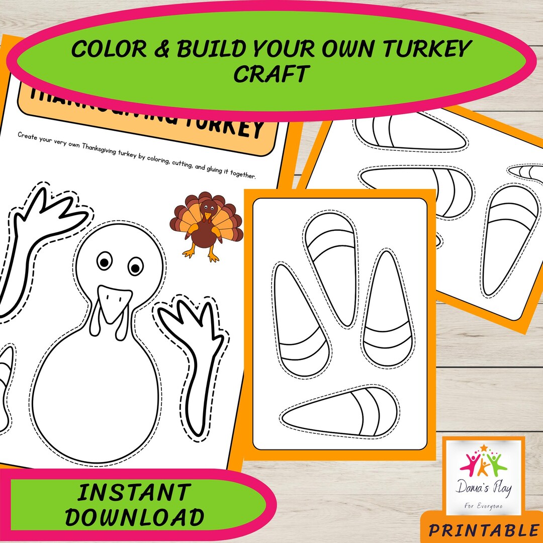 Color & Build Turkey Craft Activity Book Digital Download - Etsy