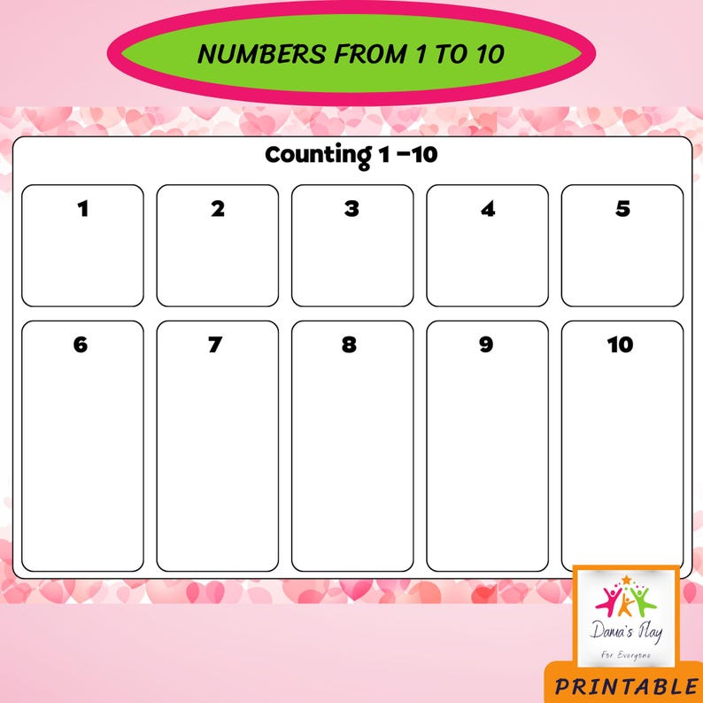 Valentine's Day Games Printable Counting Hearts 1 - 10 | Downloadable ...