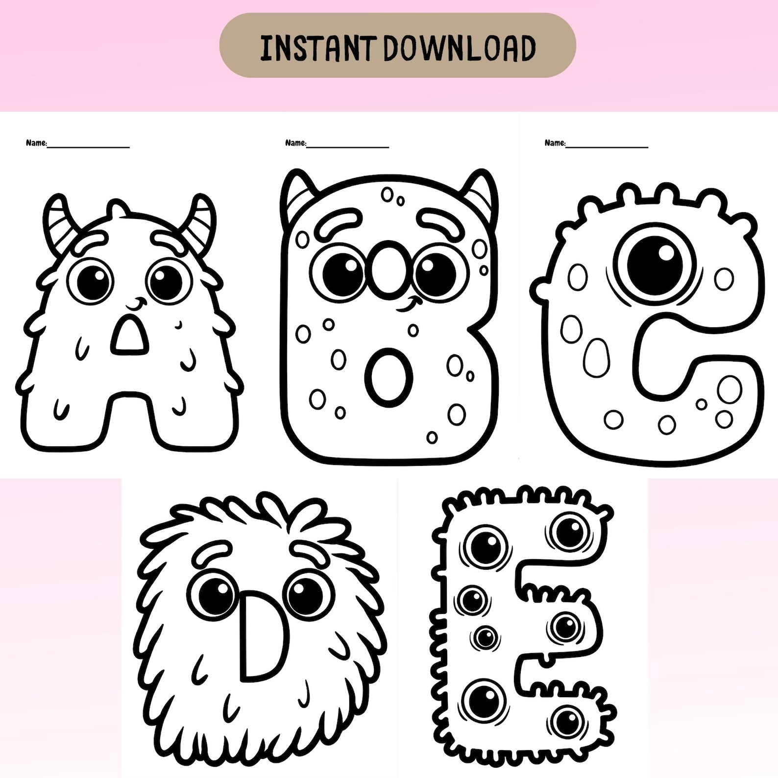 Monster Alphabet Activity Book: Back to School Games (PDF Download) - Etsy