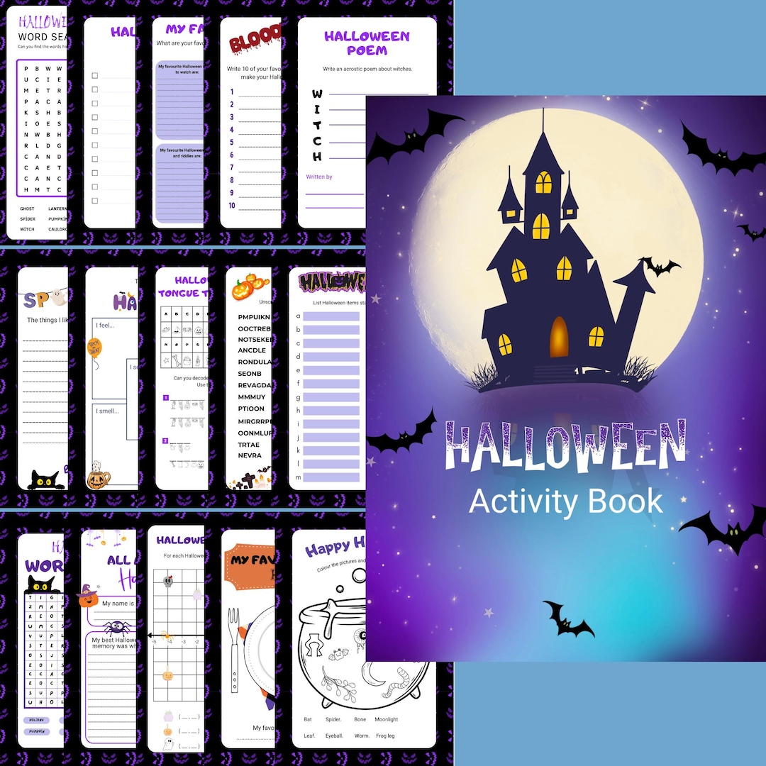 Halloween Activity Book Games Printable Fun Indoor Activities Puzzles ...