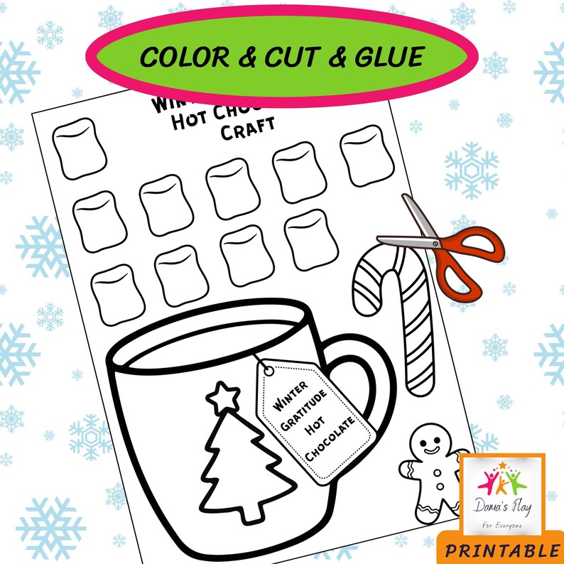Winter Gratitude Hot Chocolate Mug Craft: Printable Paper Activity PDF ...