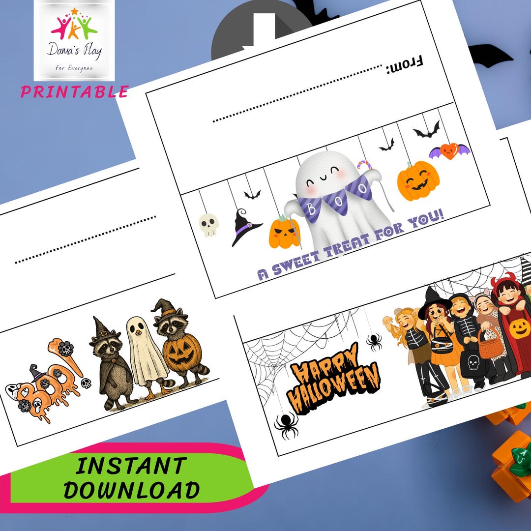 Printable Halloween Treat Gift Tags Digital Labels Instant Download PDF ...