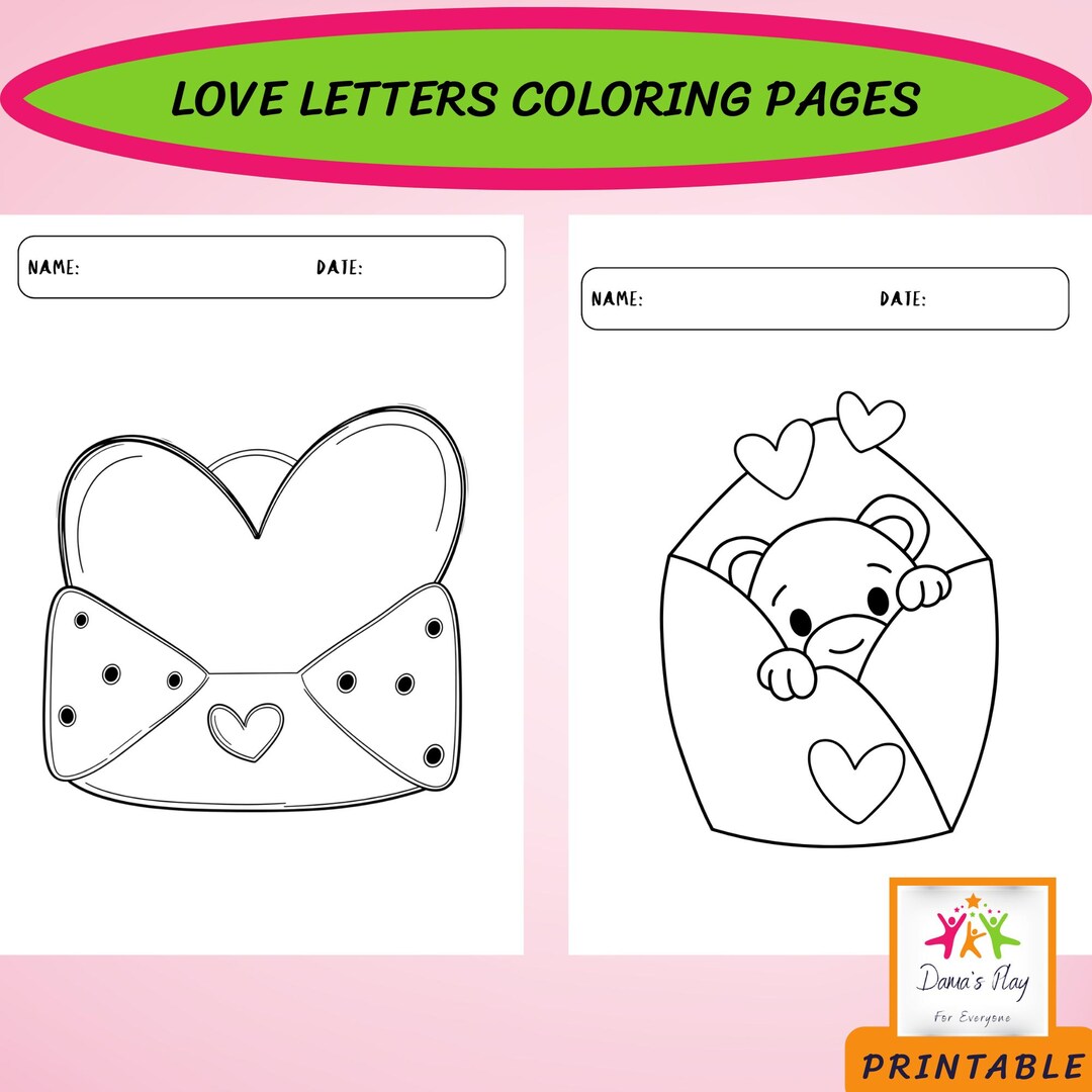 Love Letters Coloring Pages: Printable Fun Activity PDF & PNG Files - Etsy