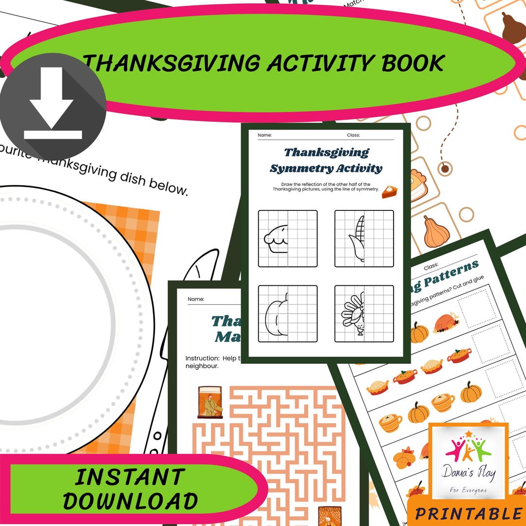 Printable Thanksgiving Activity Book: Digital Download PDF & PNG Files ...