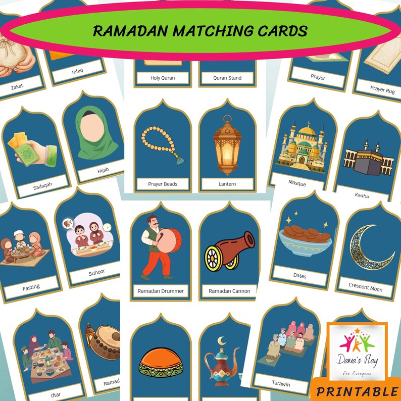 Ramadan Vocabulary Matching Cards: Printable Engaging Activity for Kids ...