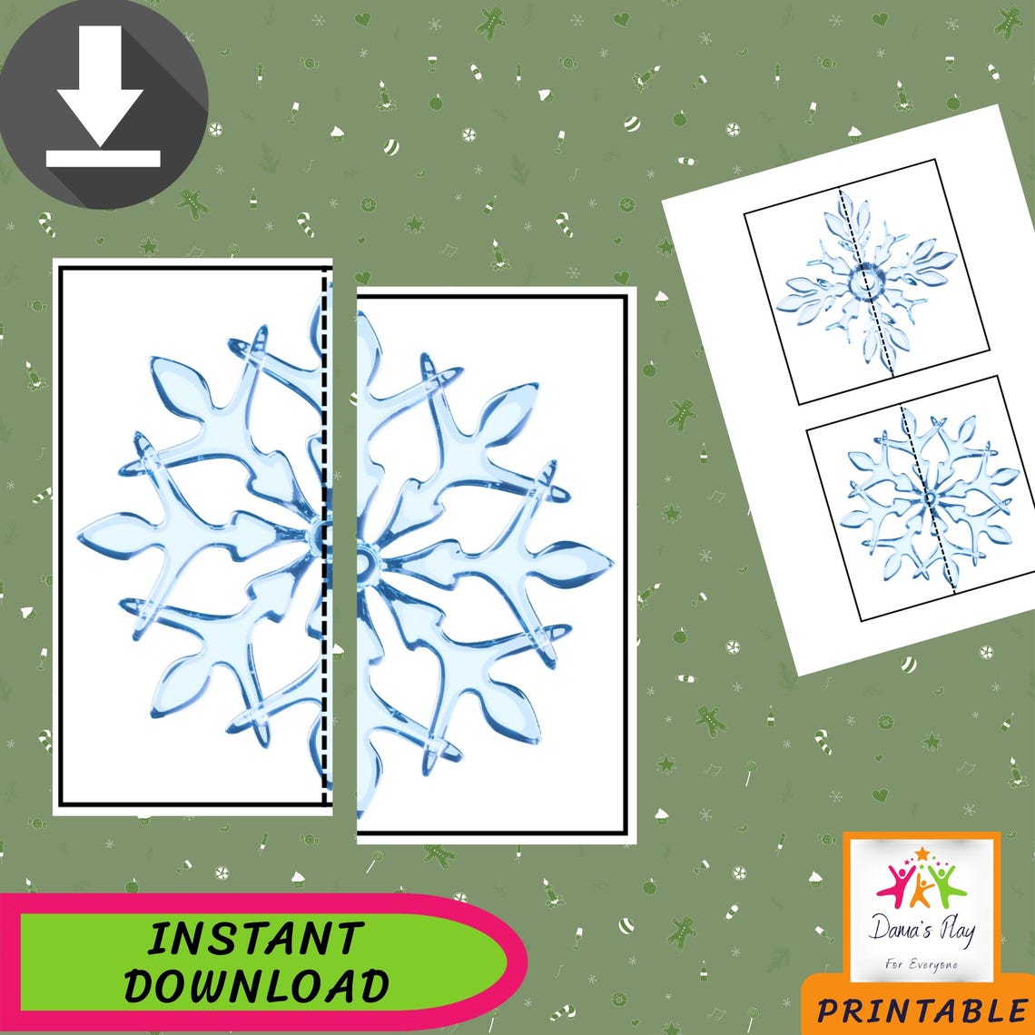 Snowflake Matching Puzzle: Printable Activity PDF & PNG Files - Etsy