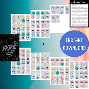 Outer Space Dominoes Printable Games for Kids Family Friends Holiday ...