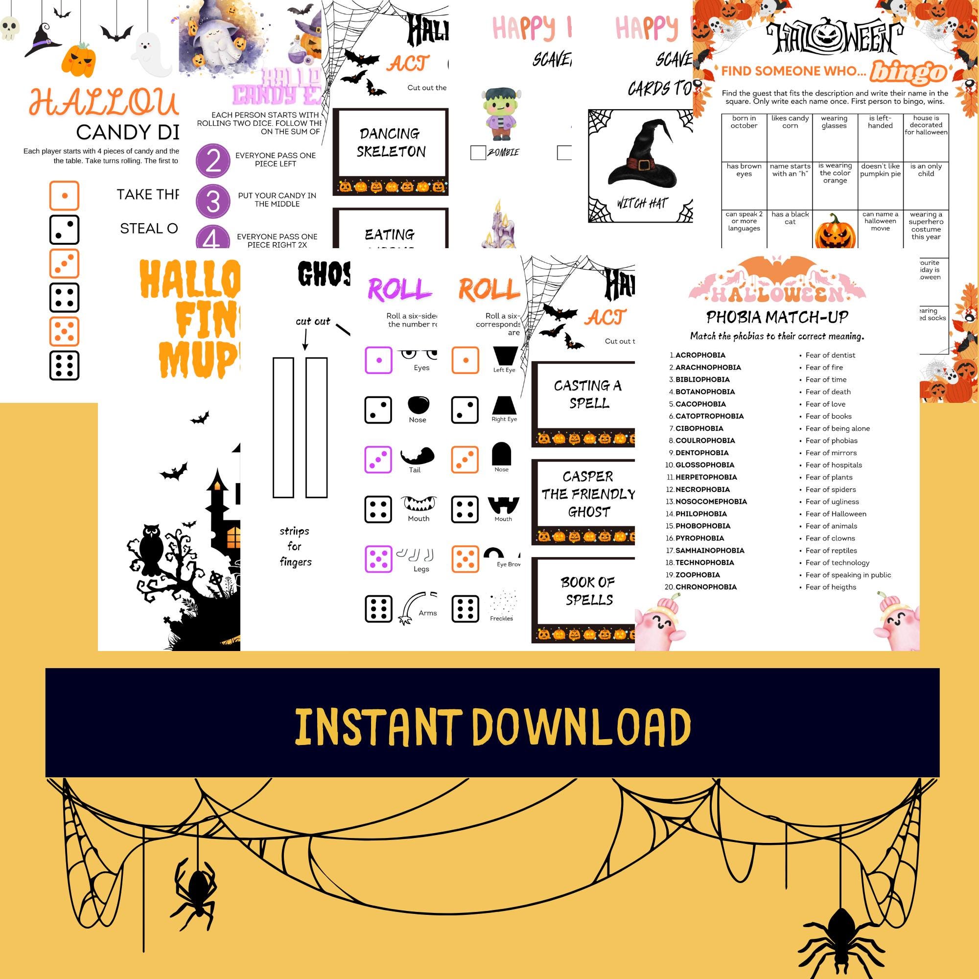 Halloween Mega Game Bundle, Printable Party Activities (PNG & PDF) - Etsy