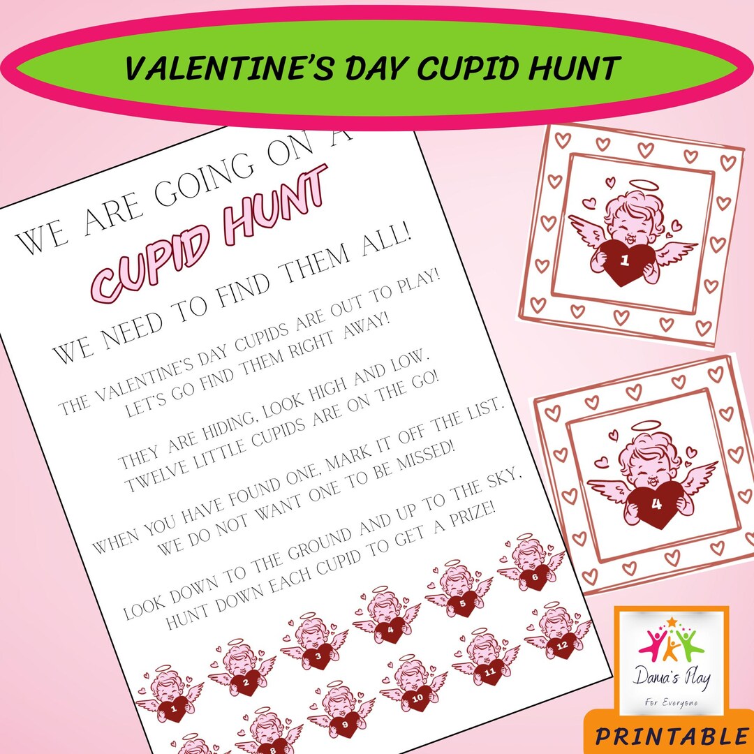Valentine's Day Cupid Hunt Game: Printable Activity (PDF & PNG Files ...