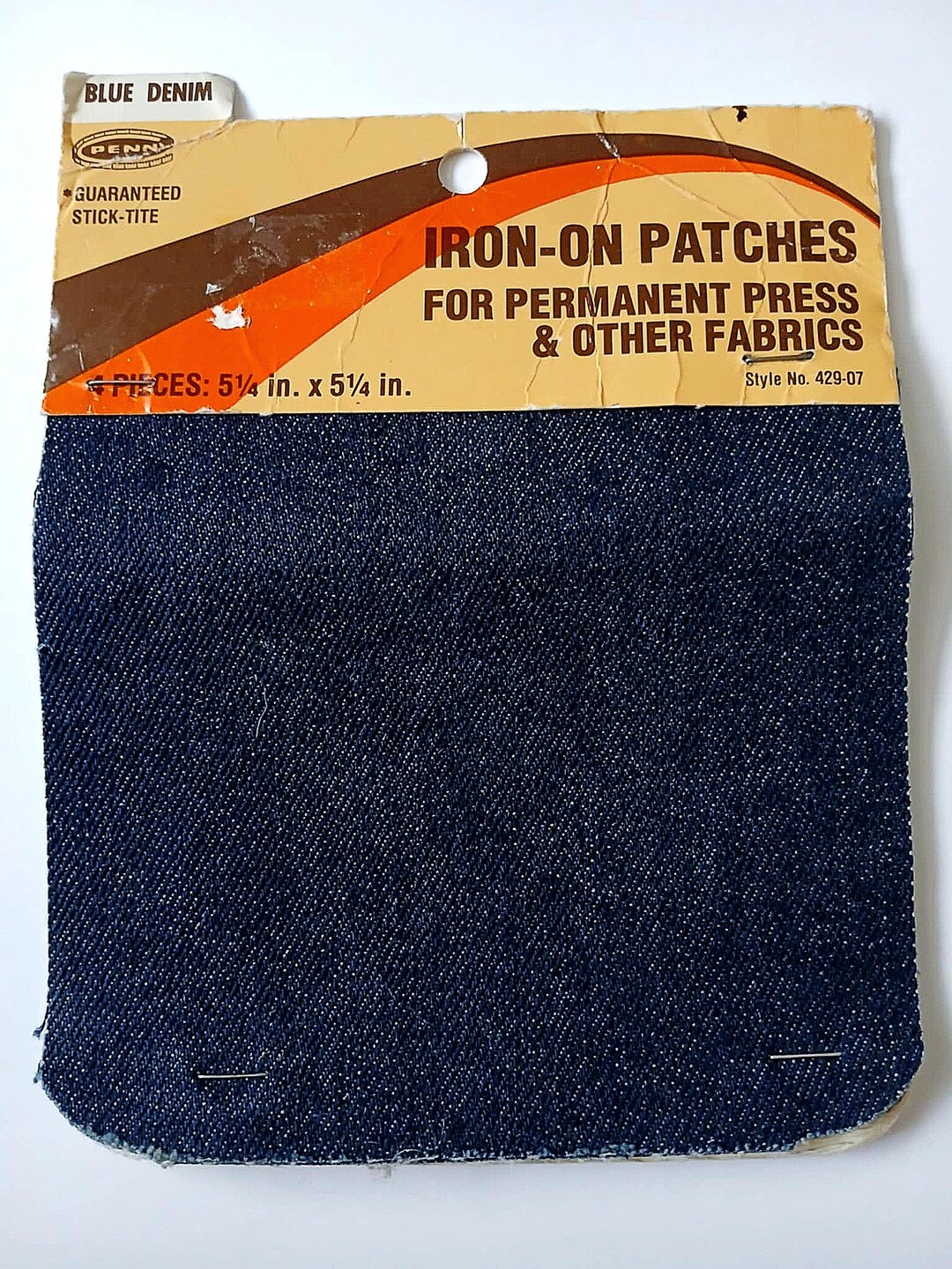 Vintage Blue Denim, Iron-on Patches, Stick-tite Guaranteed, Penn Brand ...