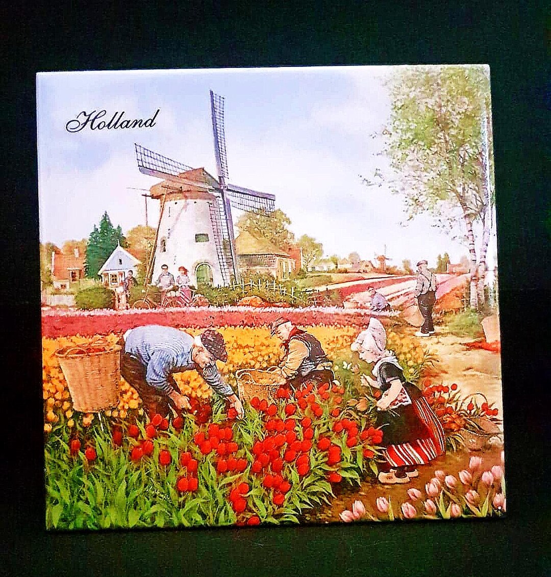 Vintage, Ter Steege,"holland Tile," Tulip Pickers" by JC Van Hunnik - Etsy