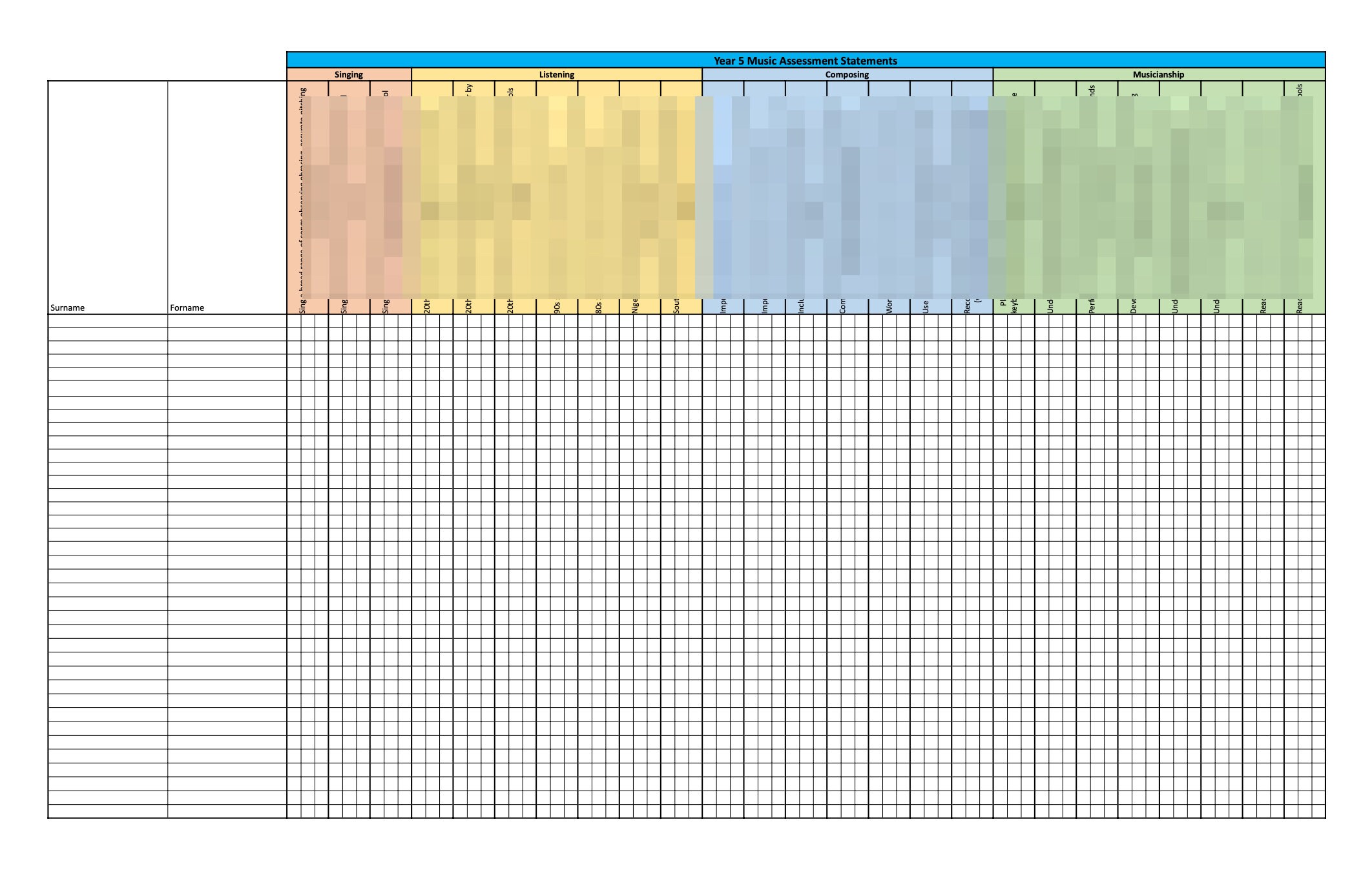 Music Assessment Spreadsheet - Etsy