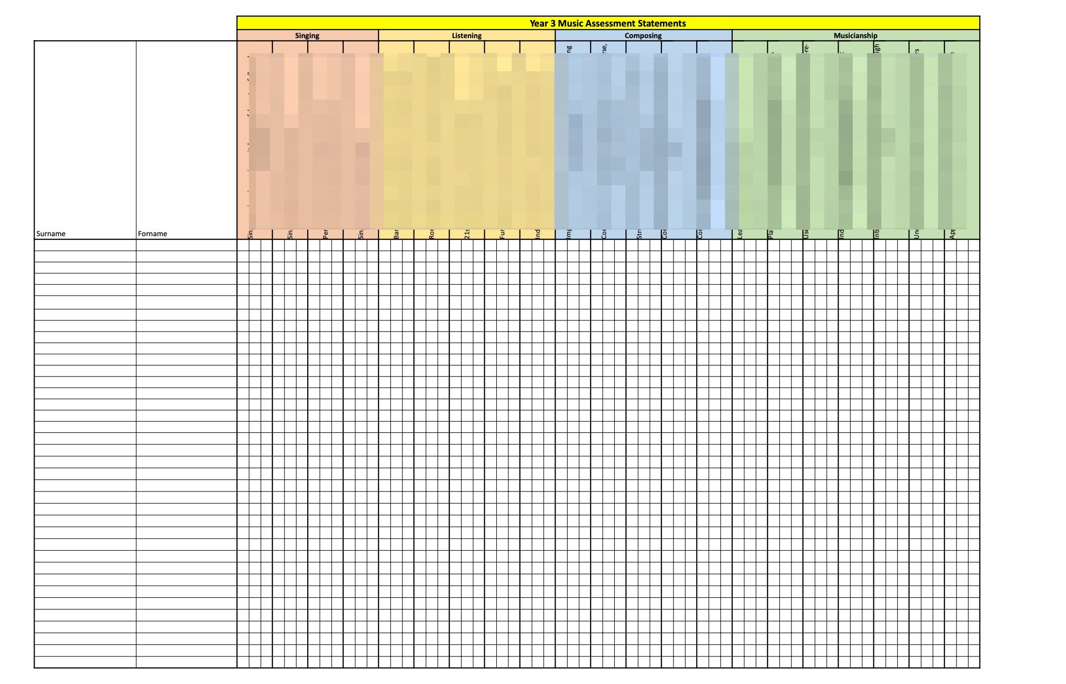 Music Assessment Spreadsheet - Etsy
