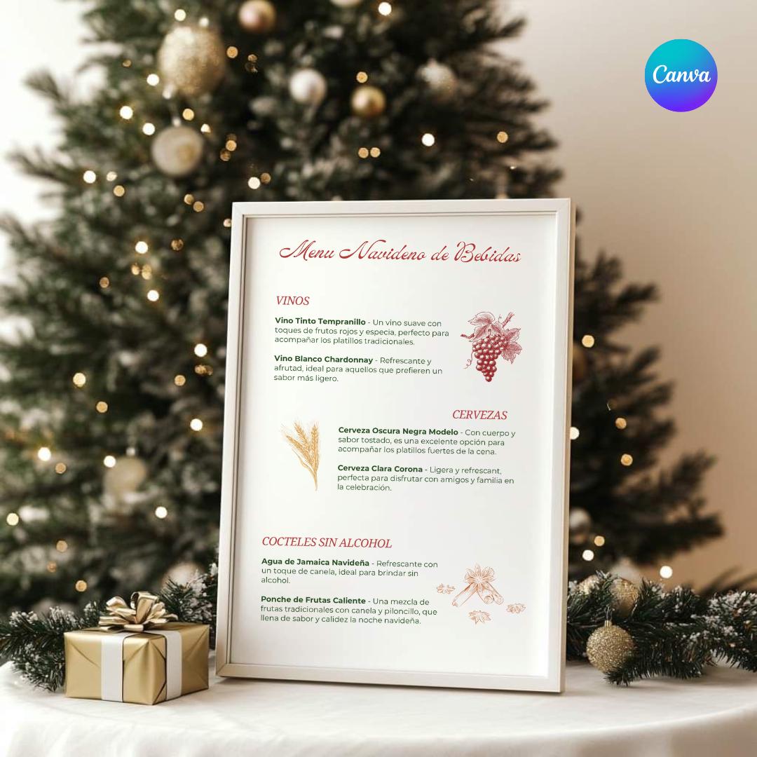 Editable Christmas Drink Menu Template - Holiday Bar Sign Canva Design ...