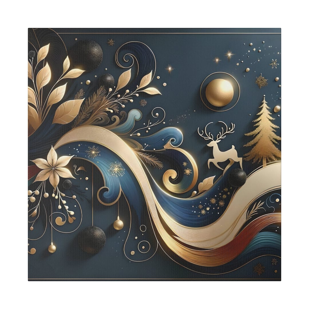 Christmas Canvas Abstract Christmas Art Reindeer - Etsy