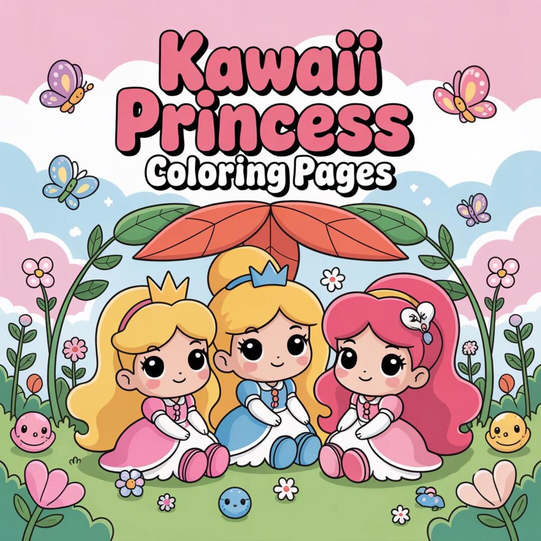 Kawaii Princess Coloring Pages: Chibi Style (PDF Download), Princess ...