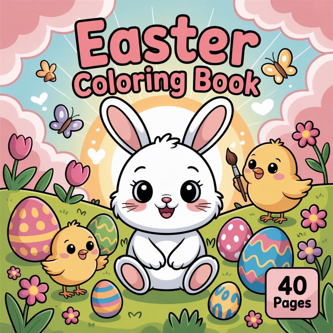 Easter Coloring Book: 40 Printable Pages for Kids, Adult Bold and Easy ...