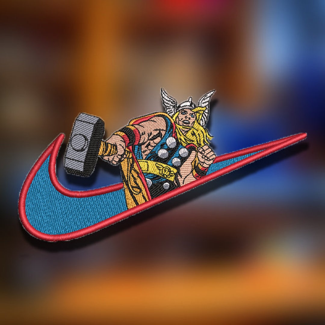 Thor God Hammer Comic Superhero Sport Brand Embroidery Design - Etsy
