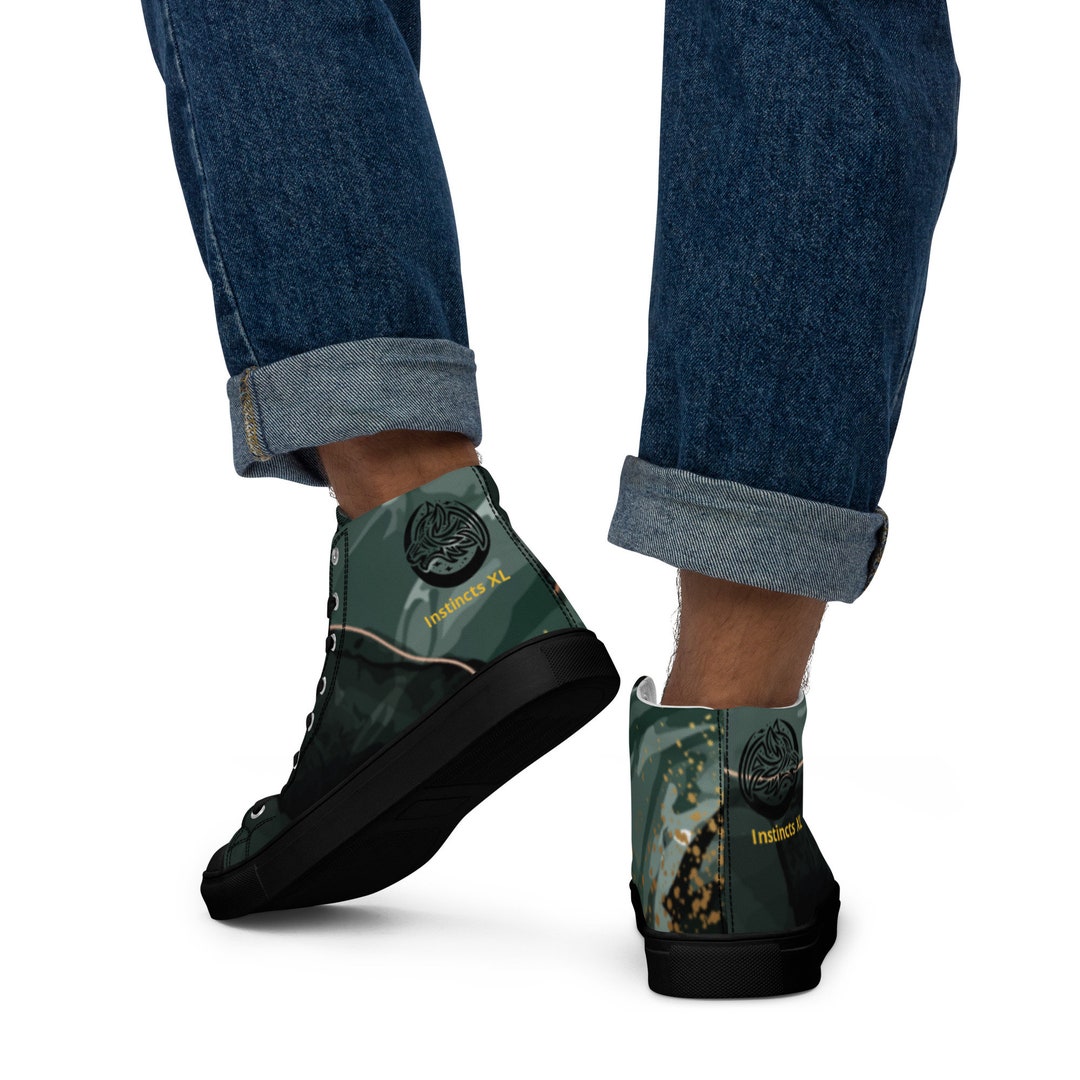 Instincts XL High Tops for Men, Canvas Shoes for Men, Black Custom ...