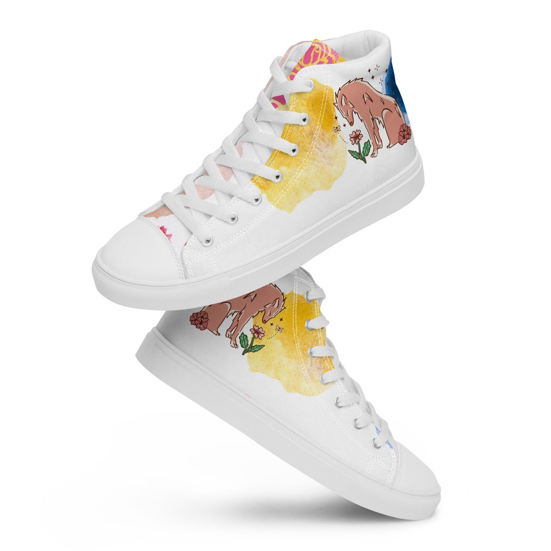 Wolf's Grace High Tops for Woman, Canvas Shoes for Women, Black Custom ...