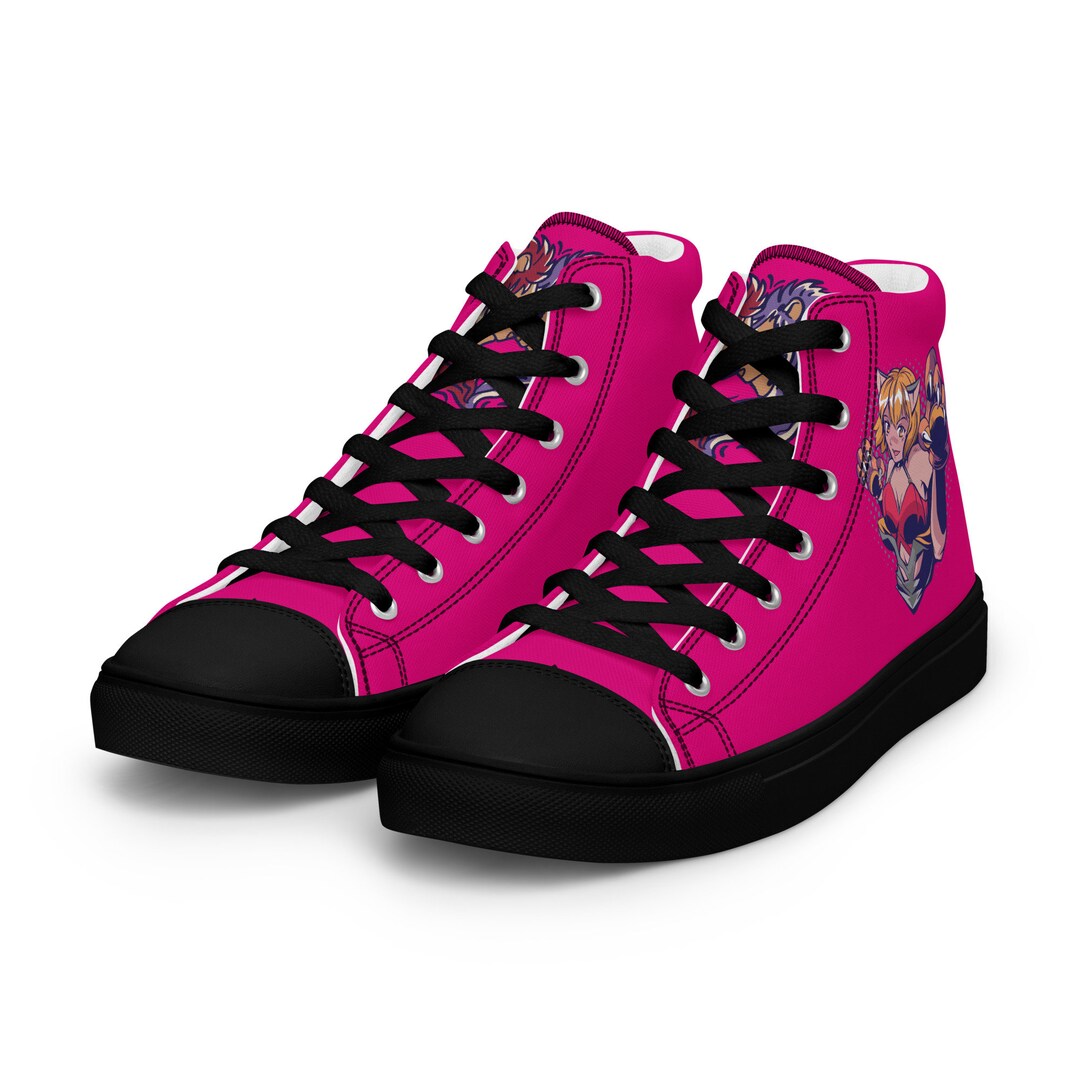 Pink Primal's High Tops for Woman, Canvas Shoes for Women, Pink Custom ...