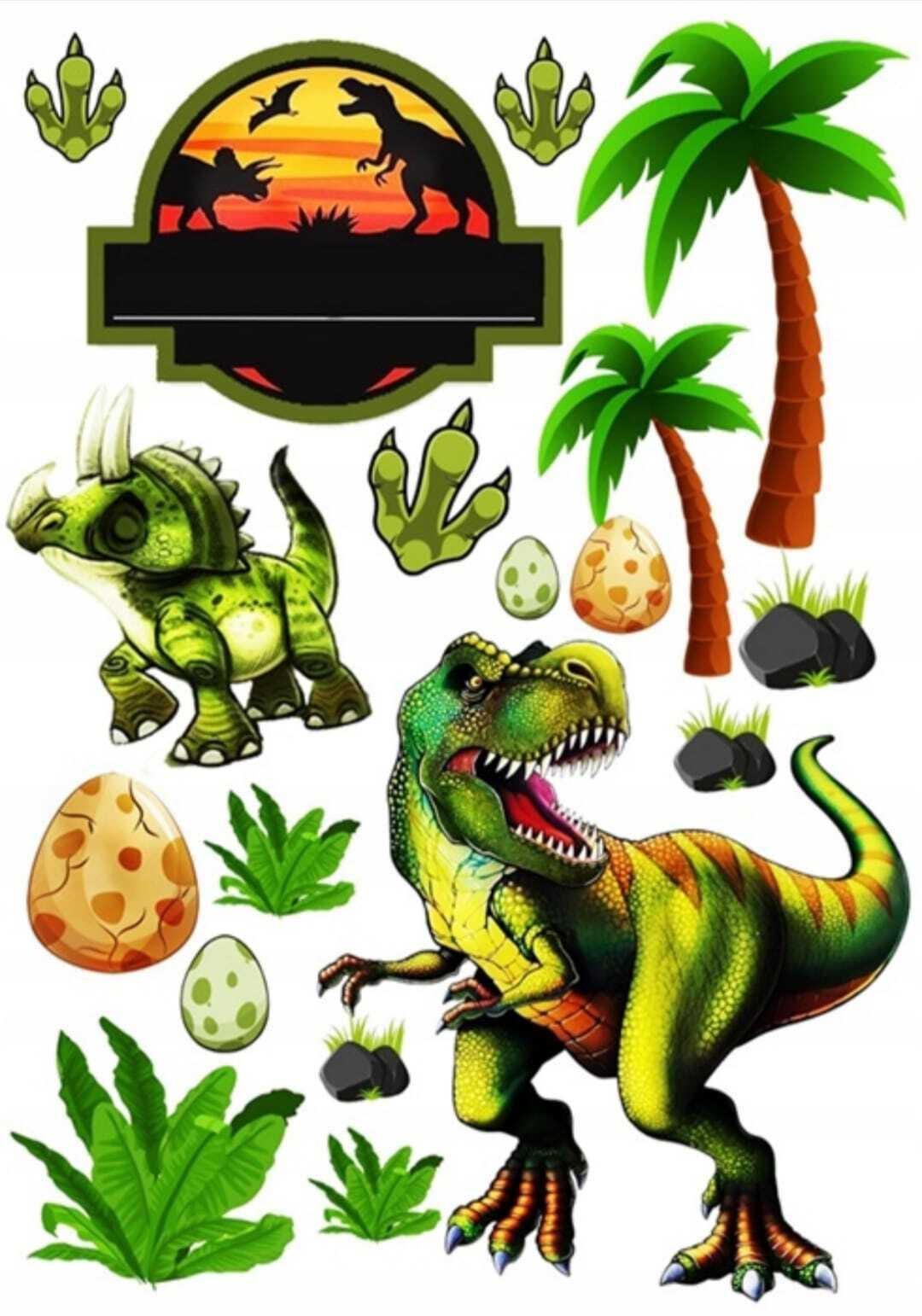 Dino Dinosaur Edible Party Cake Topper Cake Birthday Sugar Paste TEXT ...