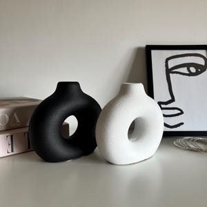 Vase Doughnut Shaped Stylish White and Black to Contrast With Your ...