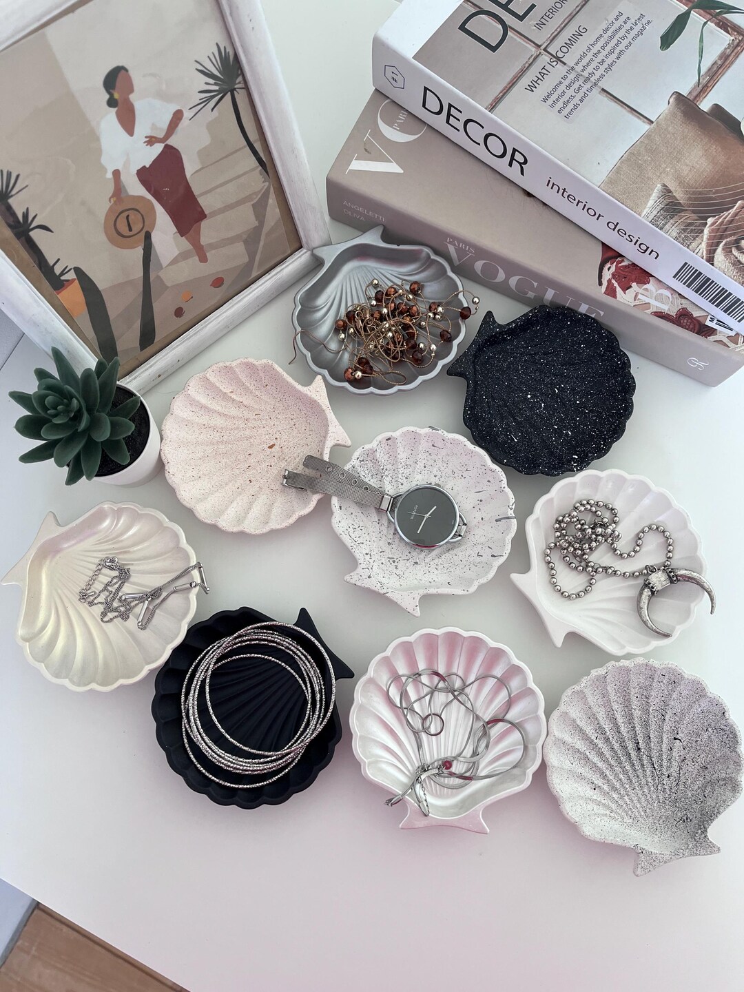 Gypsum Shell Jewelry Dish – Coastal Trinket Tray, Handmade Decor - Etsy