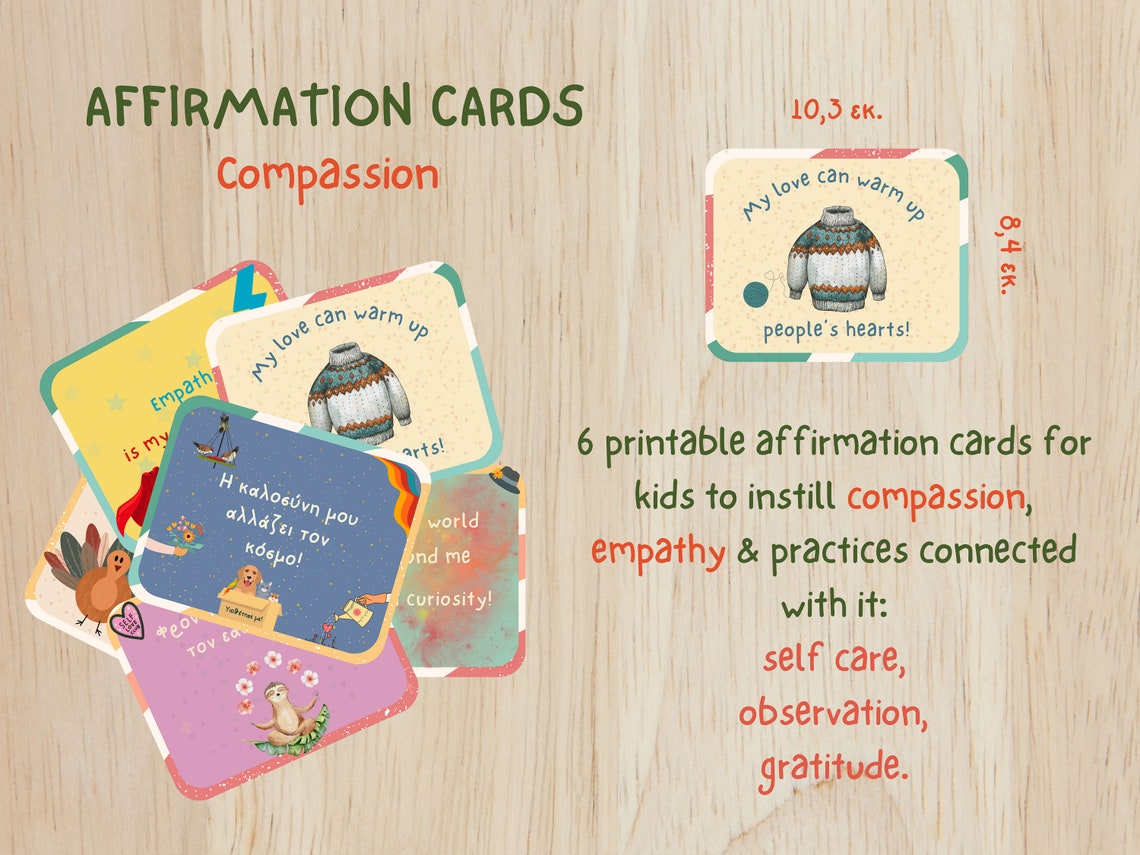 Compassion 6 Printable Affirmation Cards for Kids - Etsy
