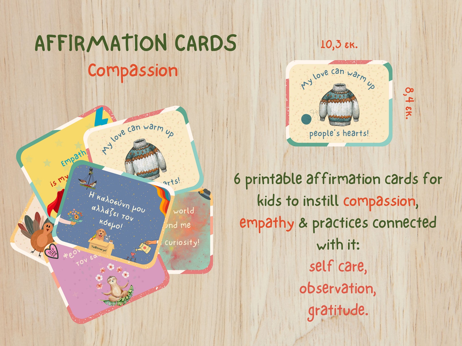 Compassion 6 Printable Affirmation Cards for Kids - Etsy