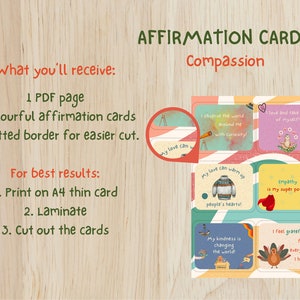 Compassion 6 Printable Affirmation Cards for Kids - Etsy