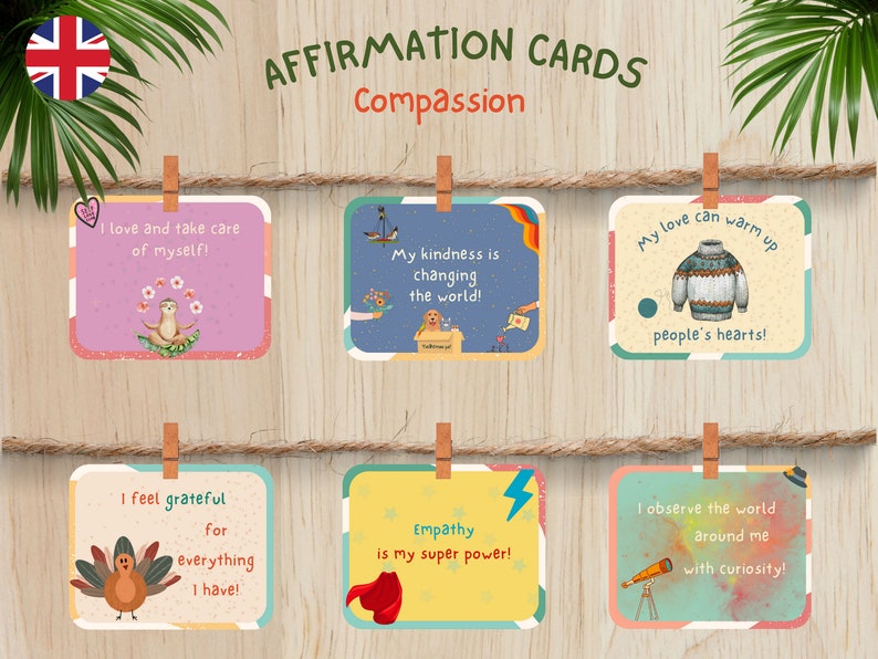 Compassion 6 Printable Affirmation Cards for Kids - Etsy