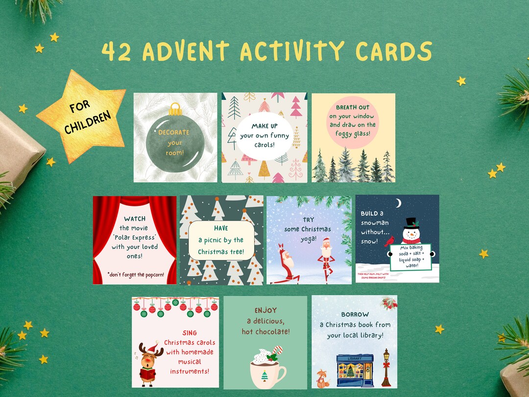 42 Advent Activity Cards for Kids Advent Calendar Christmas Activities ...