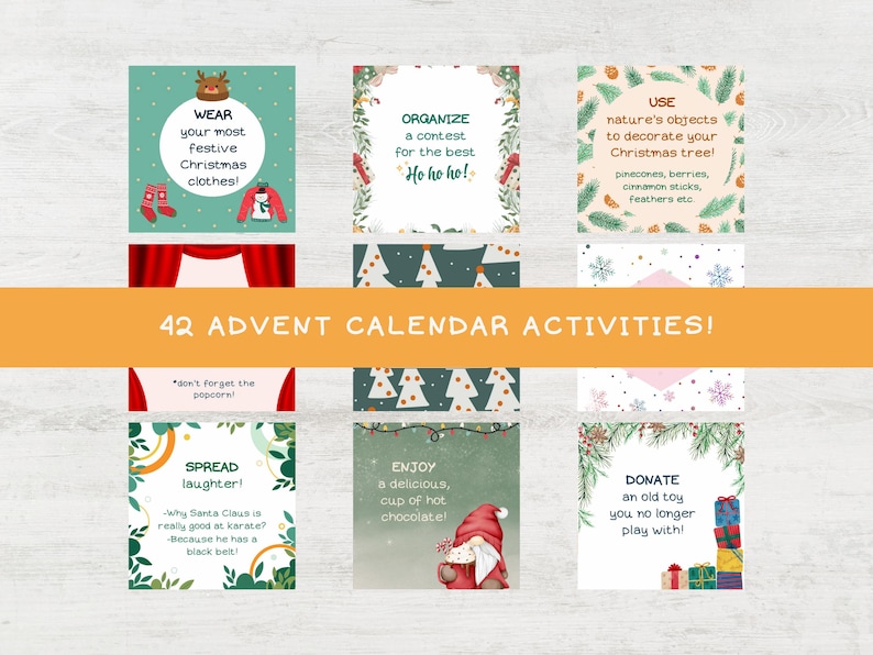 42 Advent Activity Cards for Kids - Advent Calendar - Christmas ...