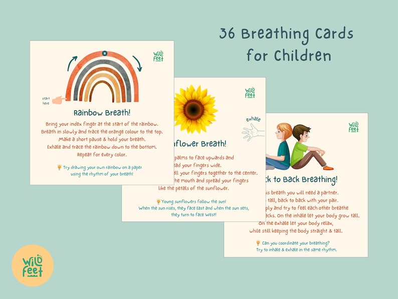 36 Breathing Cards for Kids (PDF) - Etsy