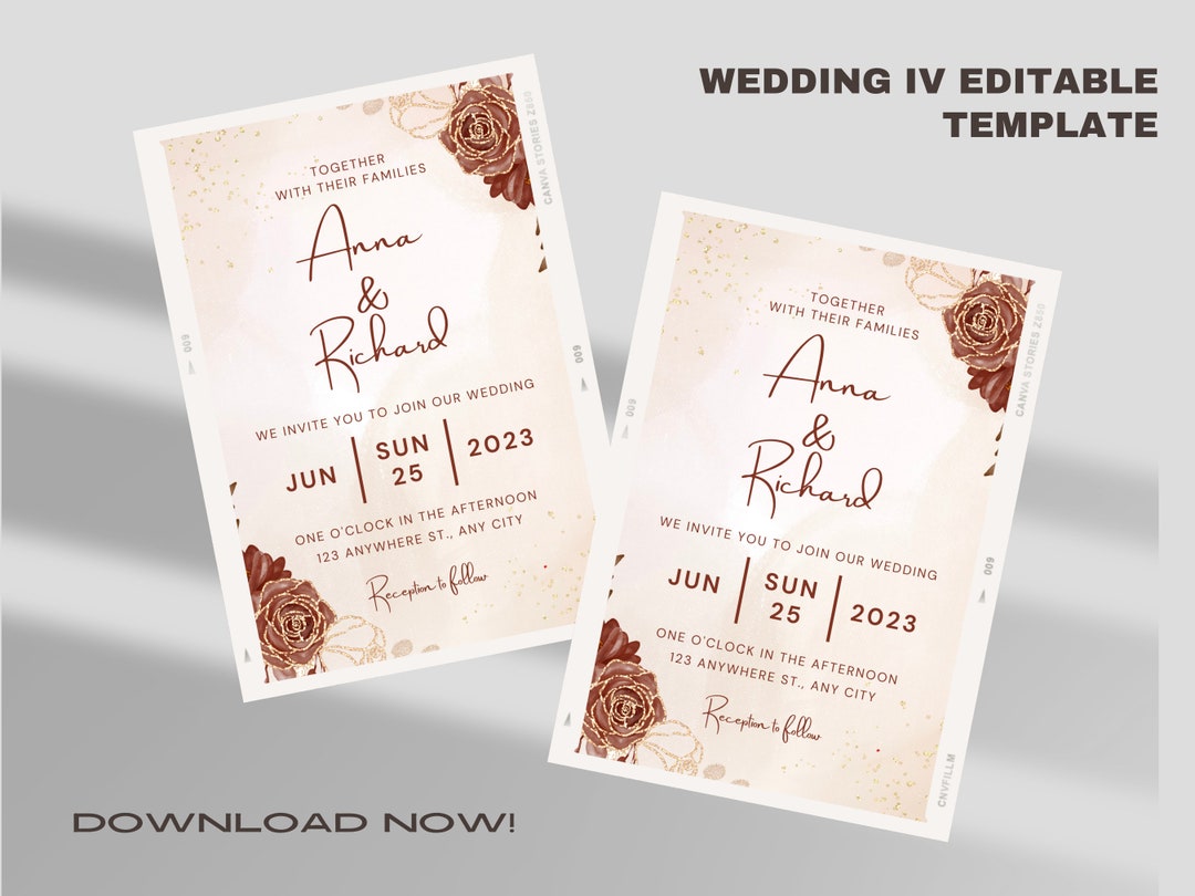 Editable Wedding Invitation Card Template, Digital Wedding IV Card ...