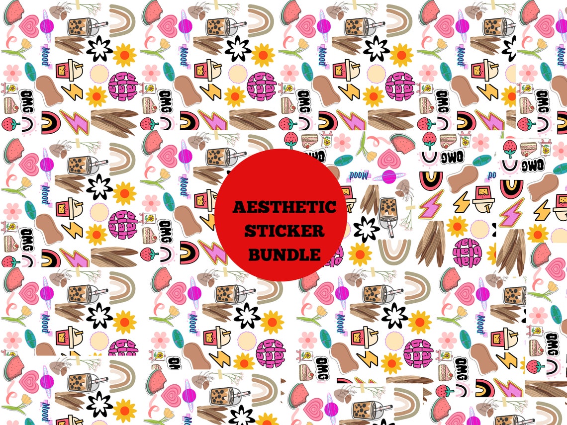 Aesthetic Sticker Bundle, Digital Sticker Bundle, Printable and ...