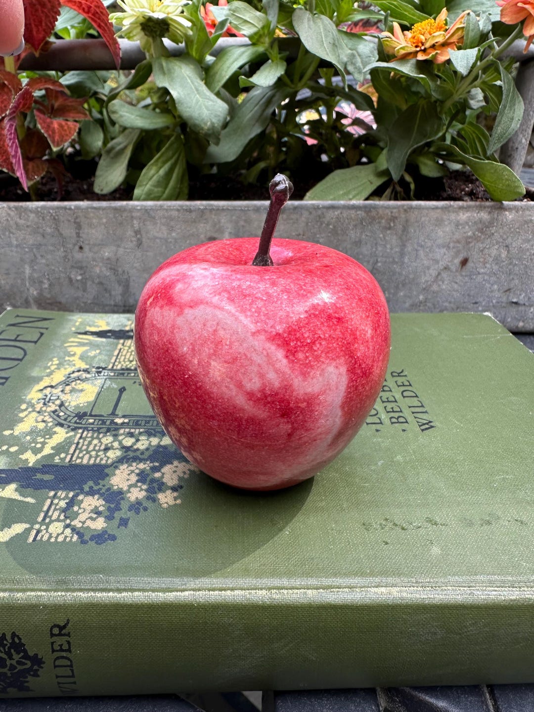 Vintage Small Cranberry Red Solid Marble Apple With Stem, Vintage ...