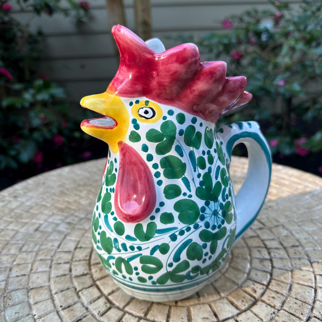 Vintage Arabesco Green Deruta Italian Rooster Pitcher - Etsy
